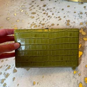 Abas | Bags | Abas Cache Frame Alligator Leather Wallet In Olive Green ...